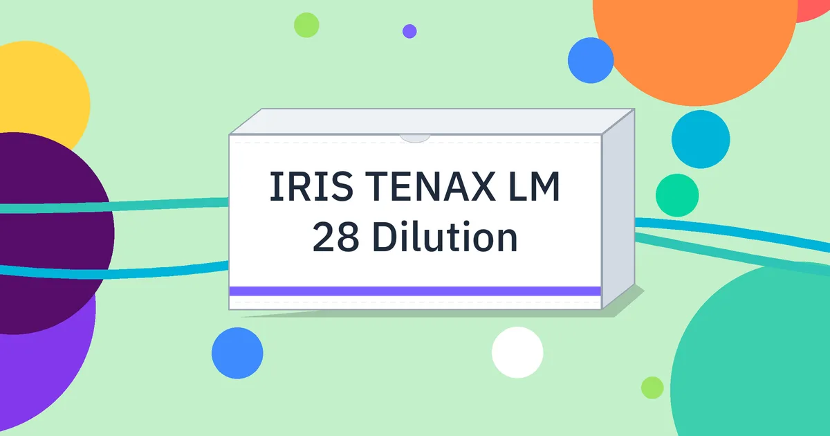 Symbolbild: Packung mit der Aufschrift IRIS TENAX LM 28 Dilution (PZN 12914550) – Verfügbarkeit und Bezug in Apotheken in Frankfurt am Main