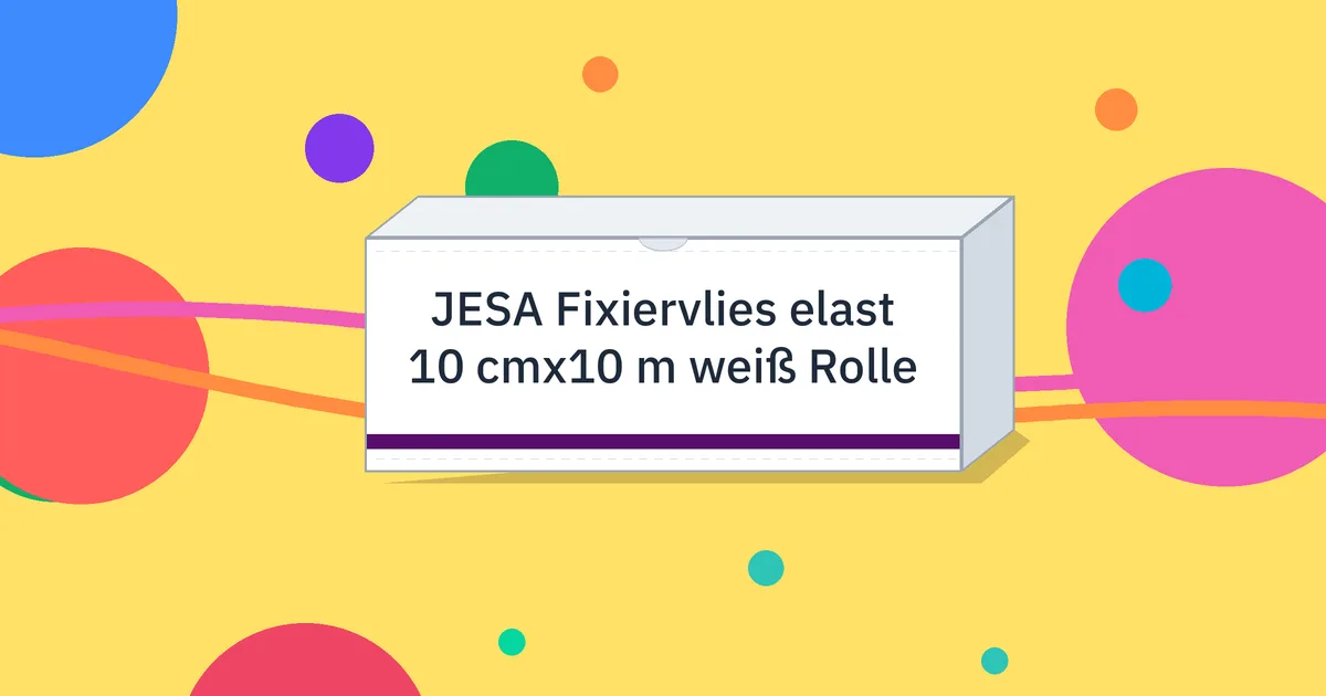 Symbolbild: Packung mit der Aufschrift JESA Fixiervlies elast 10 cmx10 m weiß Rolle (PZN 10916852) – Verfügbarkeit und Bezug in Apotheken in Frankfurt am Main