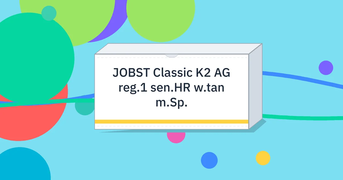Symbolbild: Packung mit der Aufschrift JOBST Classic K2 AG reg.1 sen.HR w.tan m.Sp. (PZN 17960833) – Verfügbarkeit und Bezug in Apotheken in Frankfurt am Main