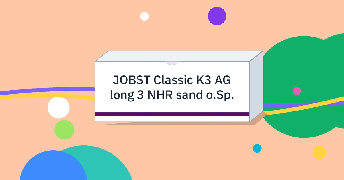 Symbolbild: Packung mit der Aufschrift JOBST Classic K3 AG long 3 NHR sand o.Sp. (PZN 13072113) – Verfügbarkeit und Bezug in Apotheken in Frankfurt am Main