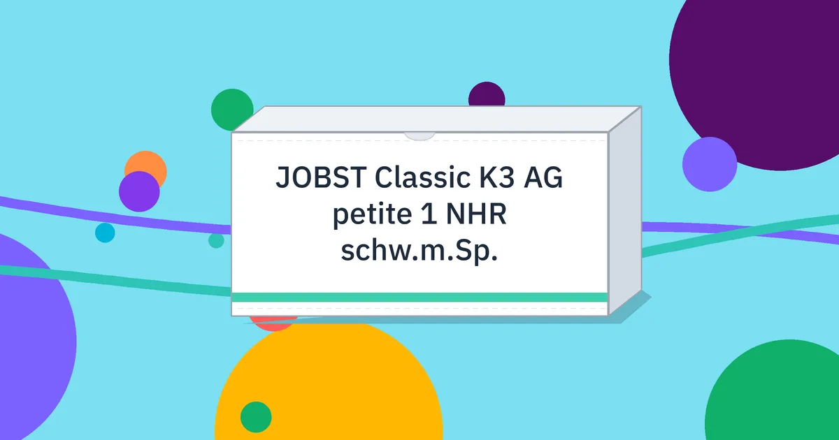 Symbolbild: Packung mit der Aufschrift JOBST Classic K3 AG petite 1 NHR schw.m.Sp. (PZN 13072604) – Verfügbarkeit und Bezug in Apotheken in Frankfurt am Main