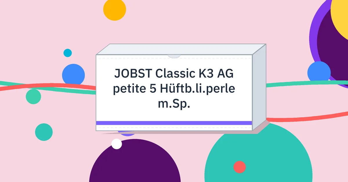 Symbolbild: Packung mit der Aufschrift JOBST Classic K3 AG petite 5 Hüftb.li.perle m.Sp. (PZN 13074164) – Verfügbarkeit und Bezug in Apotheken in Frankfurt am Main