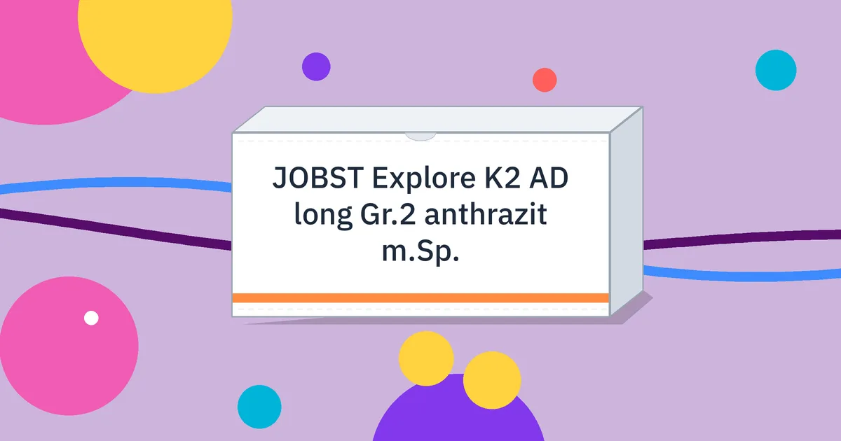 Symbolbild: Packung mit der Aufschrift JOBST Explore K2 AD long Gr.2 anthrazit m.Sp. (PZN 11021778) – Verfügbarkeit und Bezug in Apotheken in Frankfurt am Main