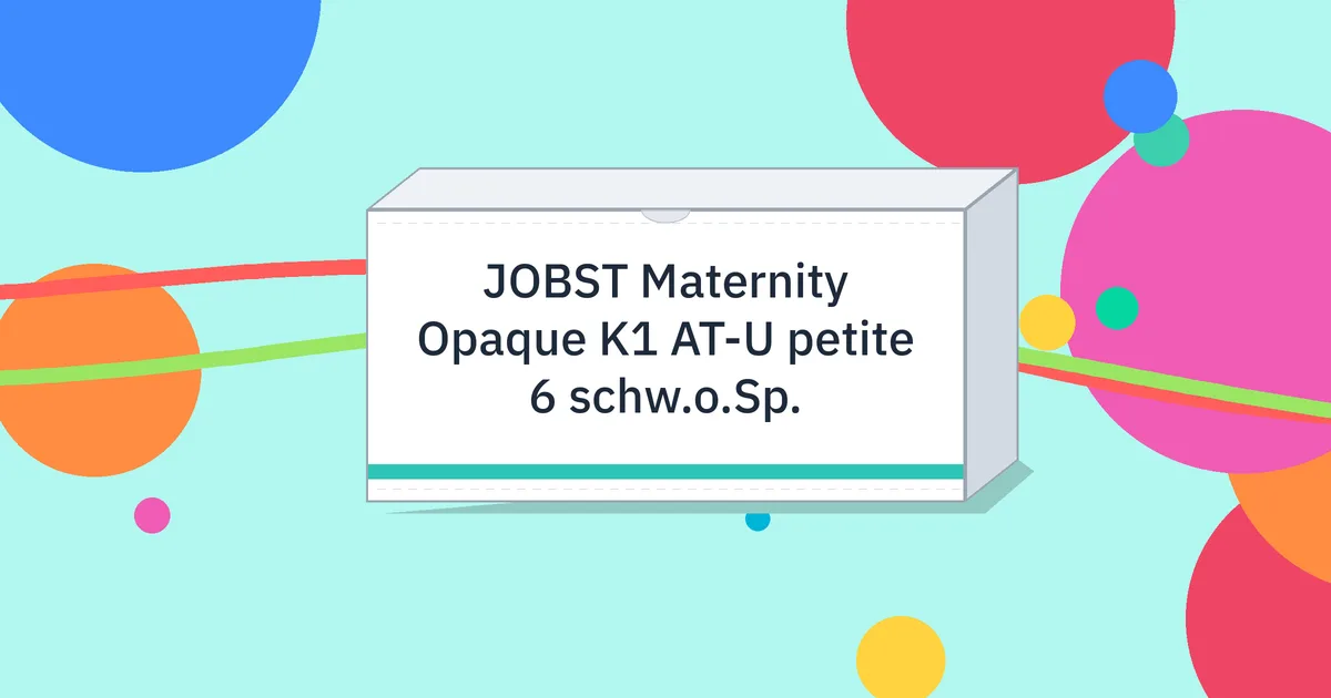 Symbolbild: Packung mit der Aufschrift JOBST Maternity Opaque K1 AT-U petite 6 schw.o.Sp. (PZN 15853027) – Verfügbarkeit und Bezug in Apotheken in Frankfurt am Main