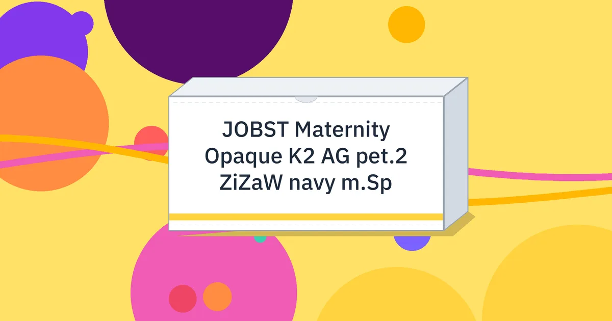 Symbolbild: Packung mit der Aufschrift JOBST Maternity Opaque K2 AG pet.2 ZiZaW navy m.Sp (PZN 15860961) – Verfügbarkeit und Bezug in Apotheken in Frankfurt am Main