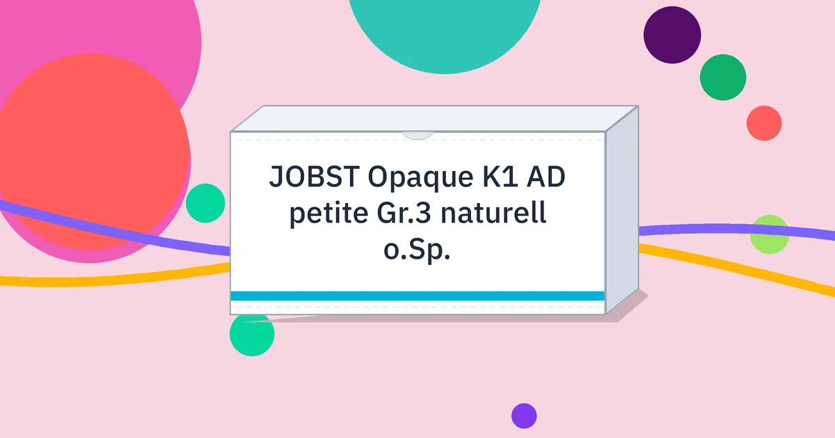 Symbolbild: Packung mit der Aufschrift JOBST Opaque K1 AD petite Gr.3 naturell o.Sp. (PZN 13080302) – Verfügbarkeit und Bezug in Apotheken in Frankfurt am Main