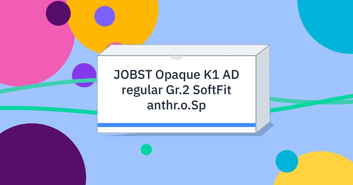 Symbolbild: Packung mit der Aufschrift JOBST Opaque K1 AD regular Gr.2 SoftFit anthr.o.Sp (PZN 16262481) – Verfügbarkeit und Bezug in Apotheken in Frankfurt am Main
