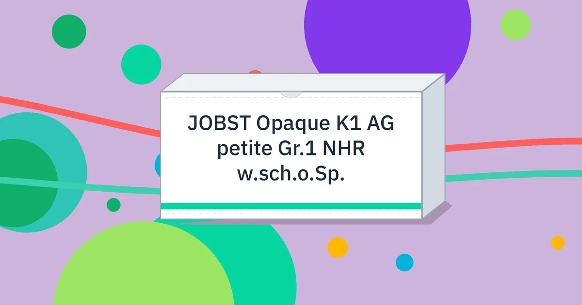 Symbolbild: Packung mit der Aufschrift JOBST Opaque K1 AG petite Gr.1 NHR w.sch.o.Sp. (PZN 13088628) – Verfügbarkeit und Bezug in Apotheken in Frankfurt am Main