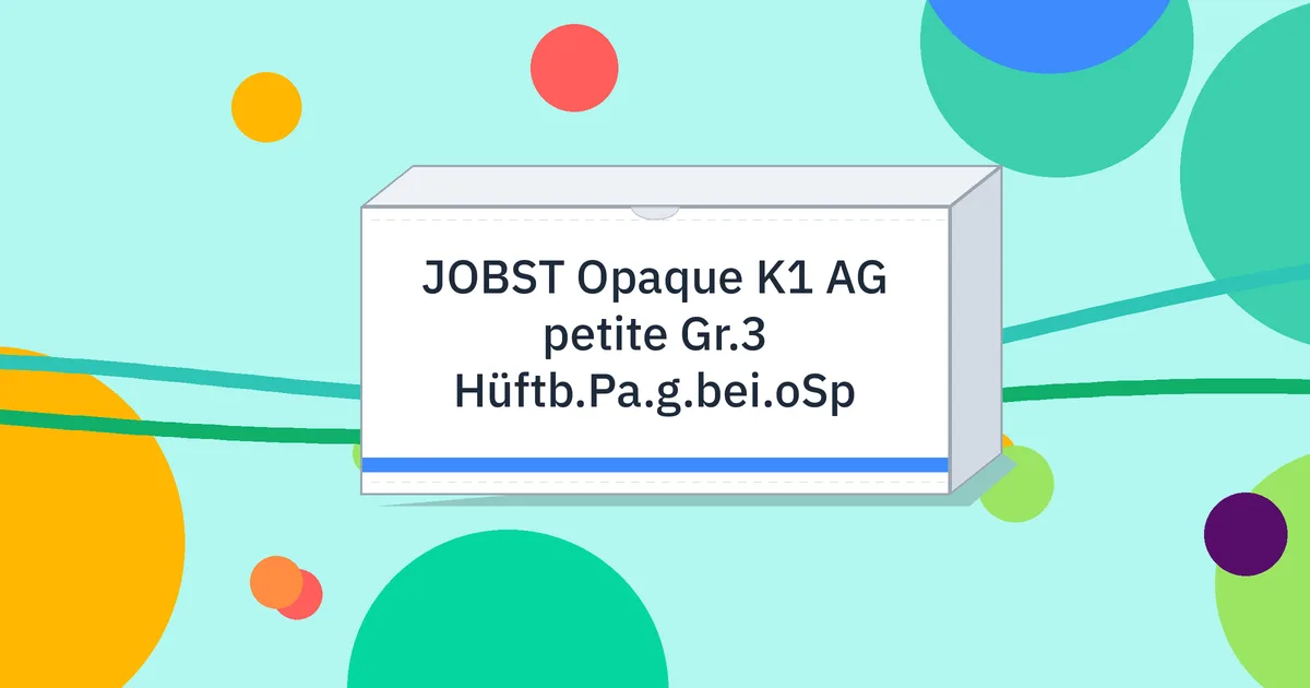 Symbolbild: Packung mit der Aufschrift JOBST Opaque K1 AG petite Gr.3 Hüftb.Pa.g.bei.oSp (PZN 16273355) – Verfügbarkeit und Bezug in Apotheken in Frankfurt am Main