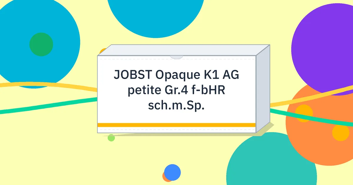 Symbolbild: Packung mit der Aufschrift JOBST Opaque K1 AG petite Gr.4 f-bHR sch.m.Sp. (PZN 13083737) – Verfügbarkeit und Bezug in Apotheken in Frankfurt am Main