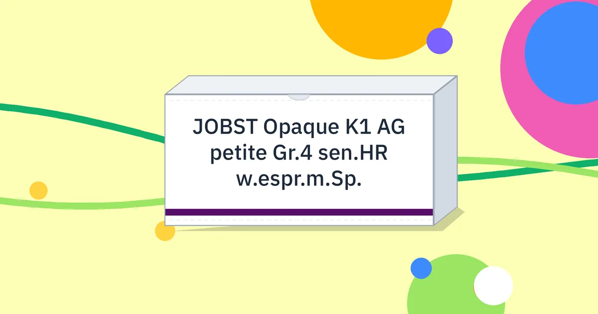 Symbolbild: Packung mit der Aufschrift JOBST Opaque K1 AG petite Gr.4 sen.HR w.espr.m.Sp. (PZN 16271184) – Verfügbarkeit und Bezug in Apotheken in Frankfurt am Main