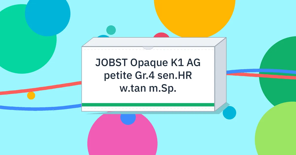 Symbolbild: Packung mit der Aufschrift JOBST Opaque K1 AG petite Gr.4 sen.HR w.tan m.Sp. (PZN 16270316) – Verfügbarkeit und Bezug in Apotheken in Frankfurt am Main