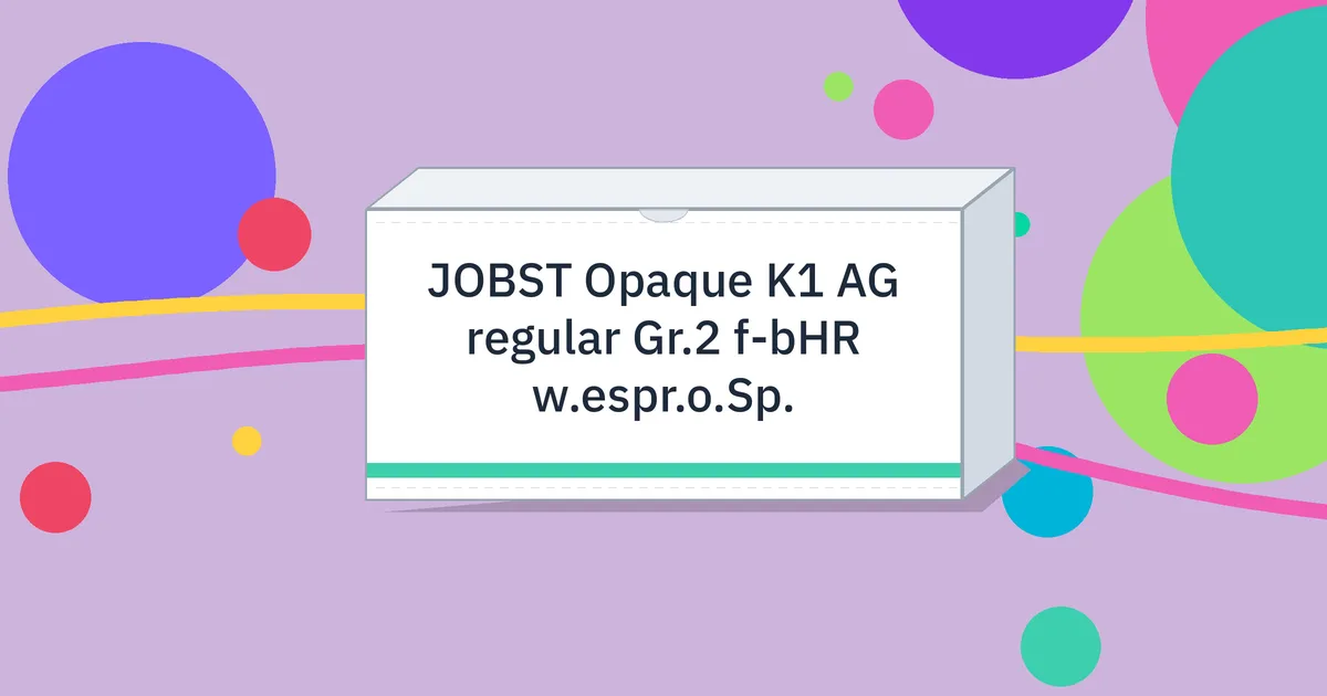 Symbolbild: Packung mit der Aufschrift JOBST Opaque K1 AG regular Gr.2 f-bHR w.espr.o.Sp. (PZN 16267308) – Verfügbarkeit und Bezug in Apotheken in Frankfurt am Main
