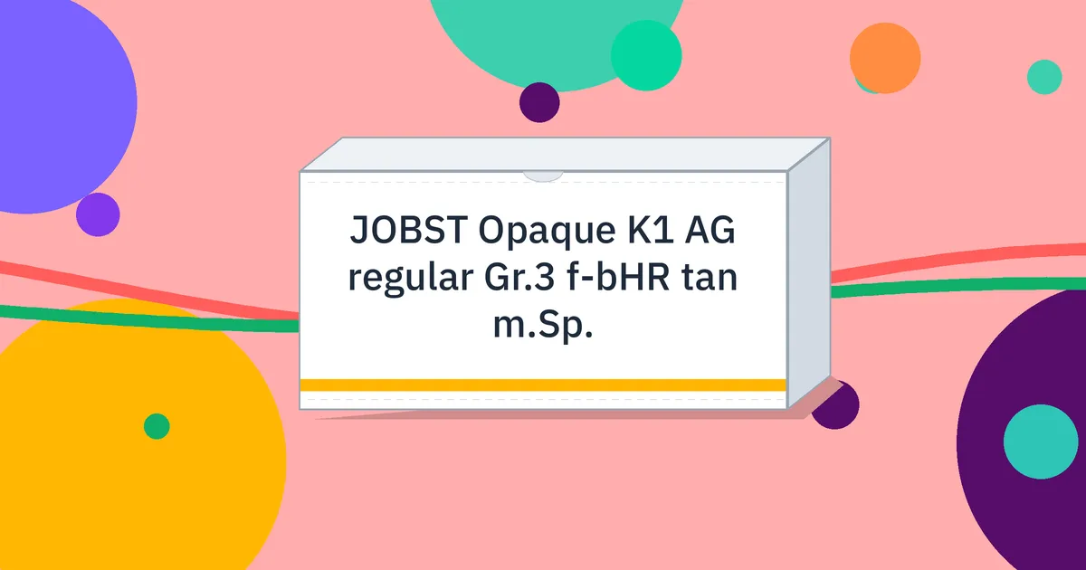 Symbolbild: Packung mit der Aufschrift JOBST Opaque K1 AG regular Gr.3 f-bHR tan m.Sp. (PZN 16266088) – Verfügbarkeit und Bezug in Apotheken in Frankfurt am Main