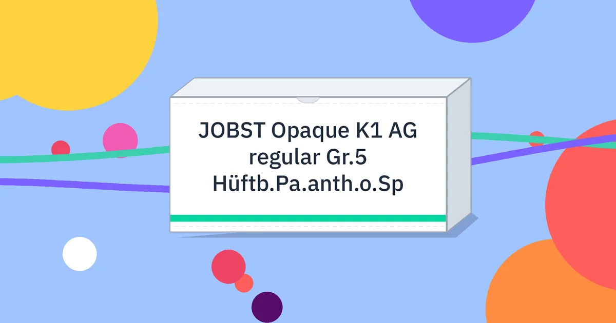 Symbolbild: Packung mit der Aufschrift JOBST Opaque K1 AG regular Gr.5 Hüftb.Pa.anth.o.Sp (PZN 16271907) – Verfügbarkeit und Bezug in Apotheken in Frankfurt am Main
