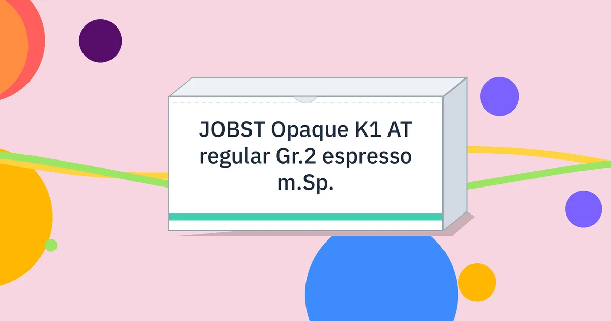 Symbolbild: Packung mit der Aufschrift JOBST Opaque K1 AT regular Gr.2 espresso m.Sp. (PZN 16275377) – Verfügbarkeit und Bezug in Apotheken in Frankfurt am Main