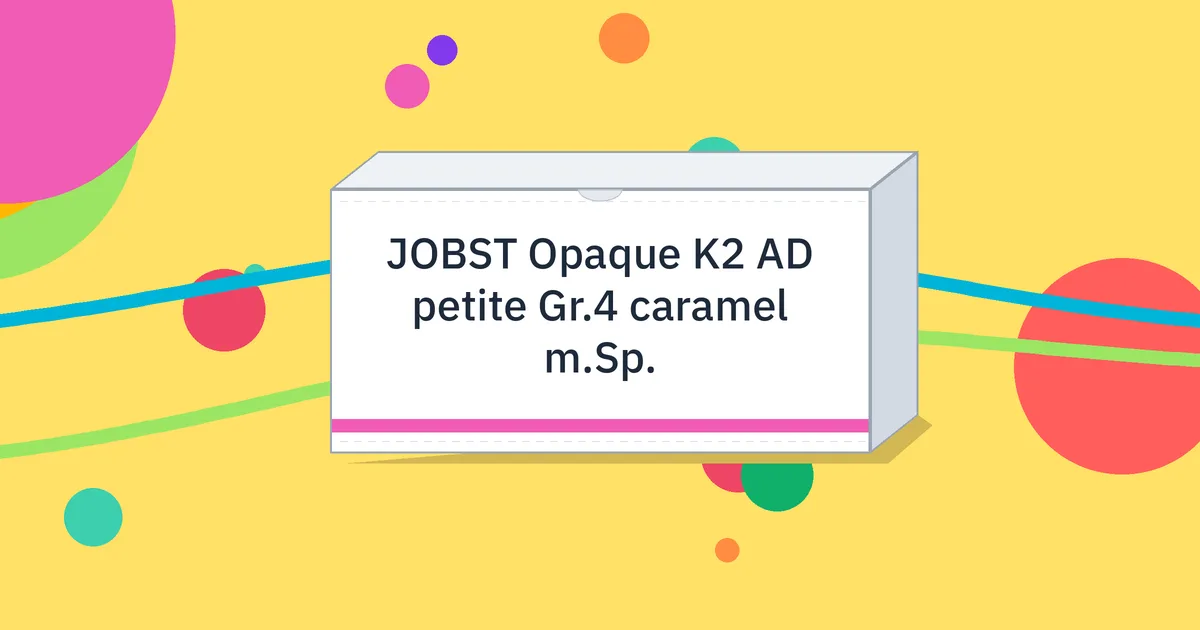 Symbolbild: Packung mit der Aufschrift JOBST Opaque K2 AD petite Gr.4 caramel m.Sp. (PZN 10722846) – Verfügbarkeit und Bezug in Apotheken in Frankfurt am Main