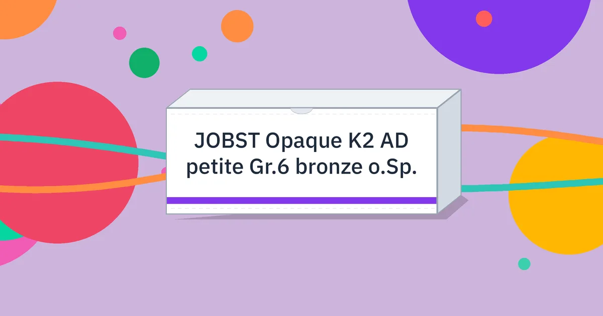 Symbolbild: Packung mit der Aufschrift JOBST Opaque K2 AD petite Gr.6 bronze o.Sp. (PZN 13109508) – Verfügbarkeit und Bezug in Apotheken in Frankfurt am Main