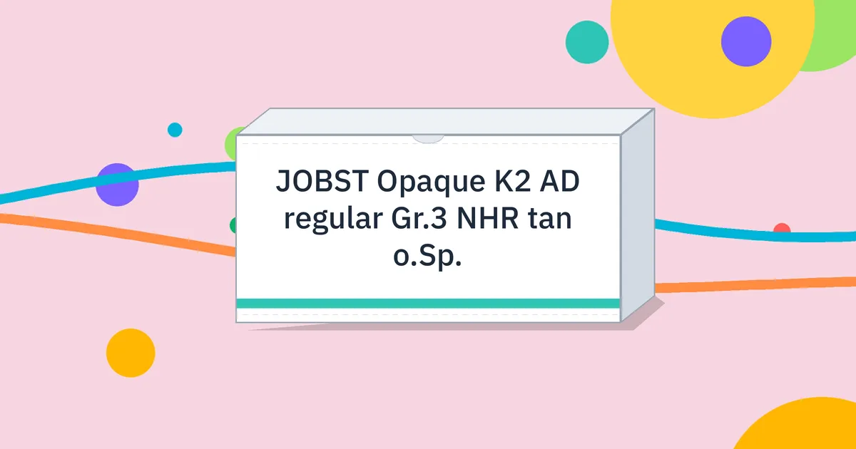 Symbolbild: Packung mit der Aufschrift JOBST Opaque K2 AD regular Gr.3 NHR tan o.Sp. (PZN 16277821) – Verfügbarkeit und Bezug in Apotheken in Frankfurt am Main