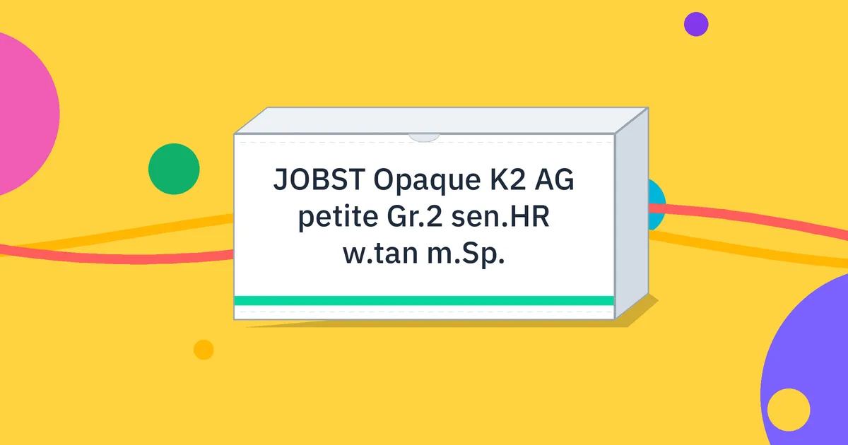 Symbolbild: Packung mit der Aufschrift JOBST Opaque K2 AG petite Gr.2 sen.HR w.tan m.Sp. (PZN 16285140) – Verfügbarkeit und Bezug in Apotheken in Frankfurt am Main