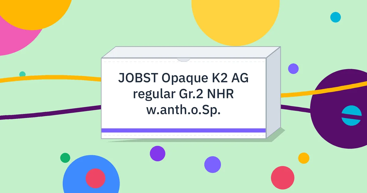 Symbolbild: Packung mit der Aufschrift JOBST Opaque K2 AG regular Gr.2 NHR w.anth.o.Sp. (PZN 16283106) – Verfügbarkeit und Bezug in Apotheken in Frankfurt am Main
