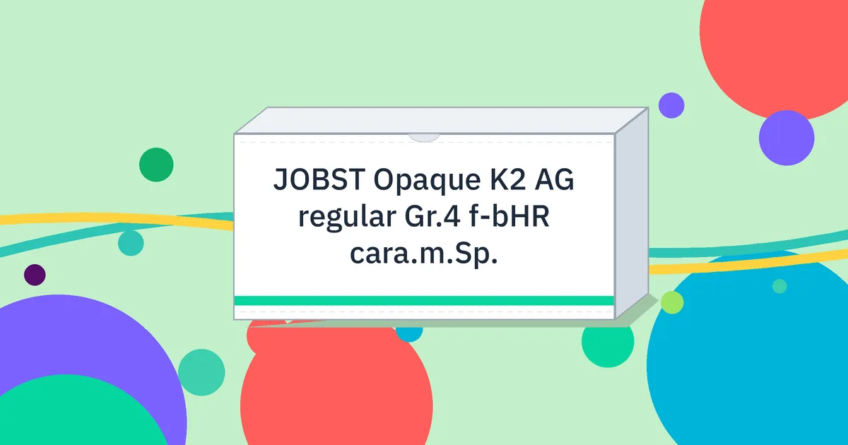 Symbolbild: Packung mit der Aufschrift JOBST Opaque K2 AG regular Gr.4 f-bHR cara.m.Sp. (PZN 10723053) – Verfügbarkeit und Bezug in Apotheken in Frankfurt am Main