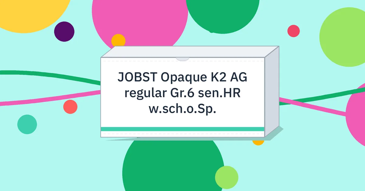 Symbolbild: Packung mit der Aufschrift JOBST Opaque K2 AG regular Gr.6 sen.HR w.sch.o.Sp. (PZN 11254376) – Verfügbarkeit und Bezug in Apotheken in Frankfurt am Main