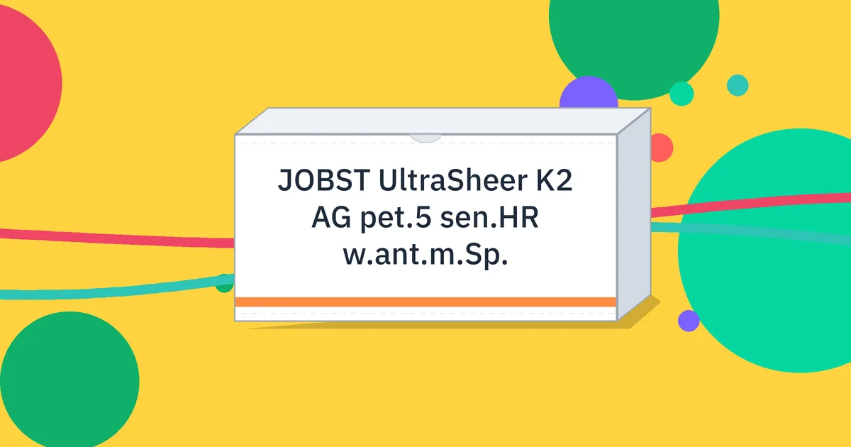 Symbolbild: Packung mit der Aufschrift JOBST UltraSheer K2 AG pet.5 sen.HR w.ant.m.Sp. (PZN 13141498) – Verfügbarkeit und Bezug in Apotheken in Frankfurt am Main
