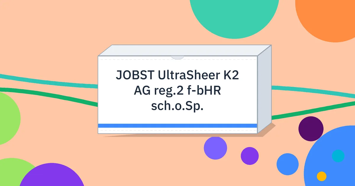 Symbolbild: Packung mit der Aufschrift JOBST UltraSheer K2 AG reg.2 f-bHR sch.o.Sp. (PZN 11261637) – Verfügbarkeit und Bezug in Apotheken in Frankfurt am Main