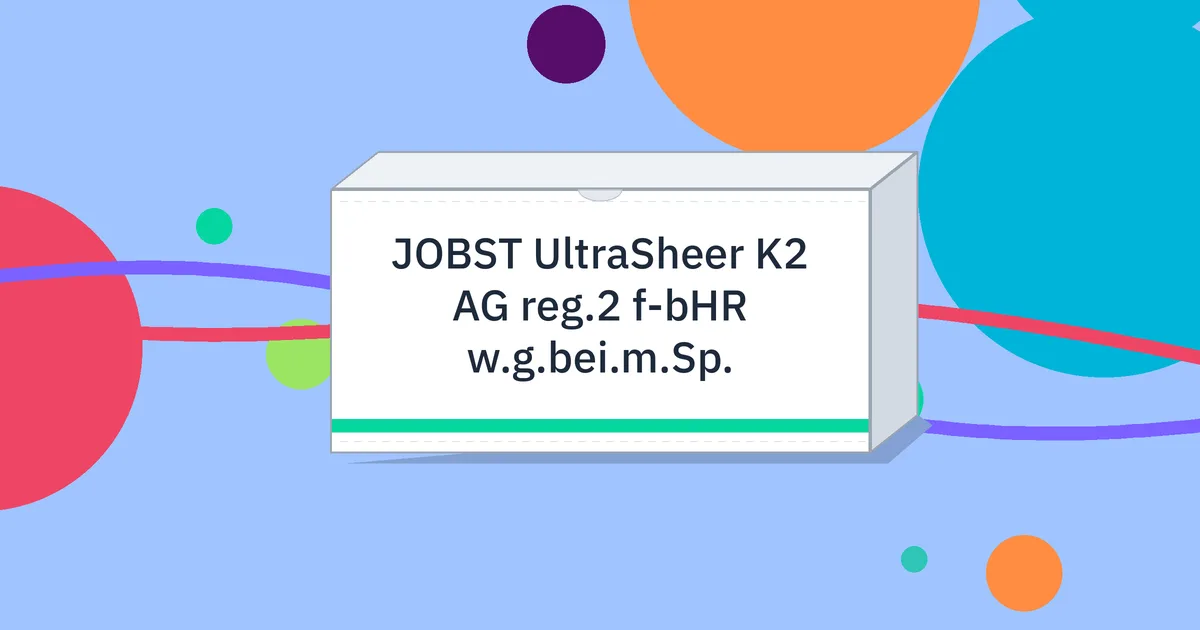Symbolbild: Packung mit der Aufschrift JOBST UltraSheer K2 AG reg.2 f-bHR w.g.bei.m.Sp. (PZN 16301407) – Verfügbarkeit und Bezug in Apotheken in Frankfurt am Main