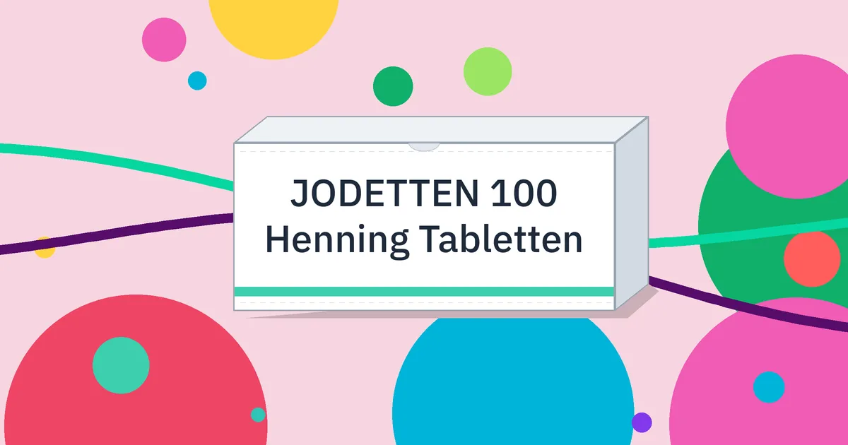 Symbolbild: Packung mit der Aufschrift JODETTEN 100 Henning Tabletten (PZN 06172392) – Verfügbarkeit und Bezug in Apotheken in Frankfurt am Main