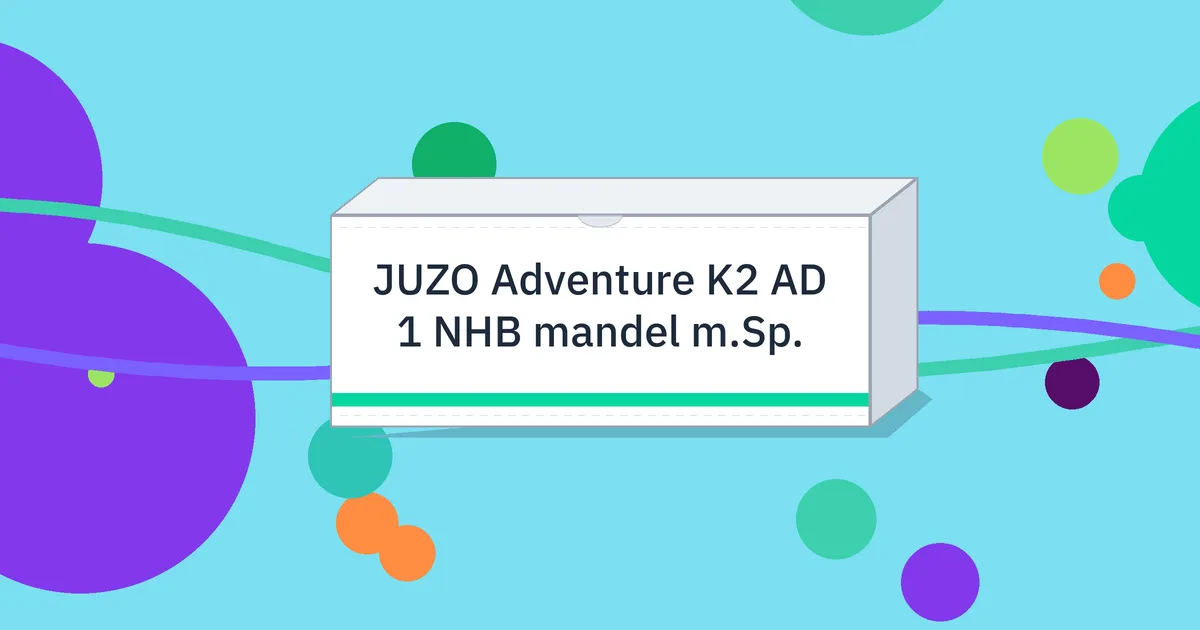 Symbolbild: Packung mit der Aufschrift JUZO Adventure K2 AD 1 NHB mandel m.Sp. (PZN 14974125) – Verfügbarkeit und Bezug in Apotheken in Frankfurt am Main
