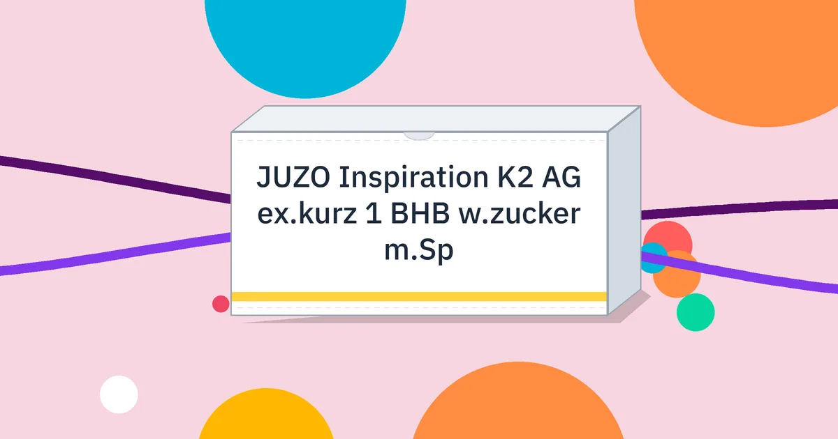 Symbolbild: Packung mit der Aufschrift JUZO Inspiration K2 AG ex.kurz 1 BHB w.zucker m.Sp (PZN 14850995) – Verfügbarkeit und Bezug in Apotheken in Frankfurt am Main