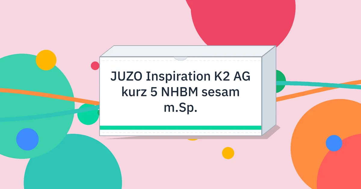 Symbolbild: Packung mit der Aufschrift JUZO Inspiration K2 AG kurz 5 NHBM sesam m.Sp. (PZN 14923174) – Verfügbarkeit und Bezug in Apotheken in Frankfurt am Main