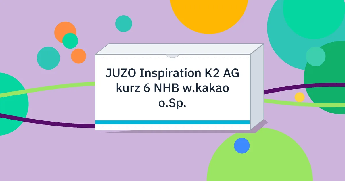 Symbolbild: Packung mit der Aufschrift JUZO Inspiration K2 AG kurz 6 NHB w.kakao o.Sp. (PZN 14923458) – Verfügbarkeit und Bezug in Apotheken in Frankfurt am Main