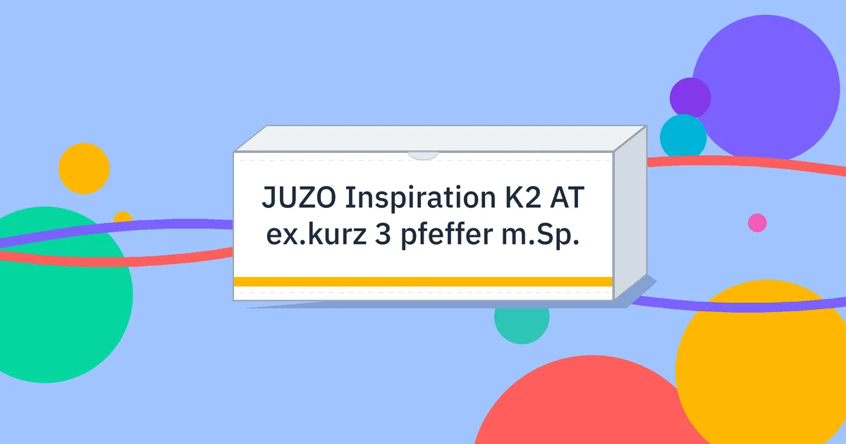 Symbolbild: Packung mit der Aufschrift JUZO Inspiration K2 AT ex.kurz 3 pfeffer m.Sp. (PZN 14952891) – Verfügbarkeit und Bezug in Apotheken in Frankfurt am Main
