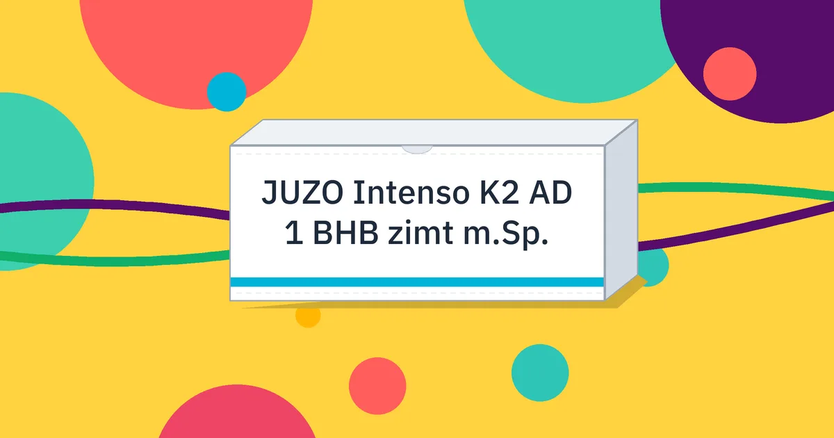 Symbolbild: Packung mit der Aufschrift JUZO Intenso K2 AD 1 BHB zimt m.Sp. (PZN 18613217) – Verfügbarkeit und Bezug in Apotheken in Frankfurt am Main