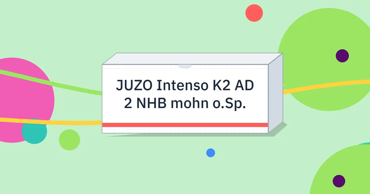 Symbolbild: Packung mit der Aufschrift JUZO Intenso K2 AD 2 NHB mohn o.Sp. (PZN 18620565) – Verfügbarkeit und Bezug in Apotheken in Frankfurt am Main