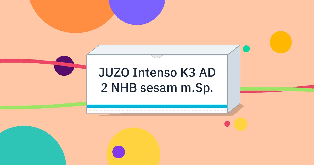 Symbolbild: Packung mit der Aufschrift JUZO Intenso K3 AD 2 NHB sesam m.Sp. (PZN 18630871) – Verfügbarkeit und Bezug in Apotheken in Frankfurt am Main