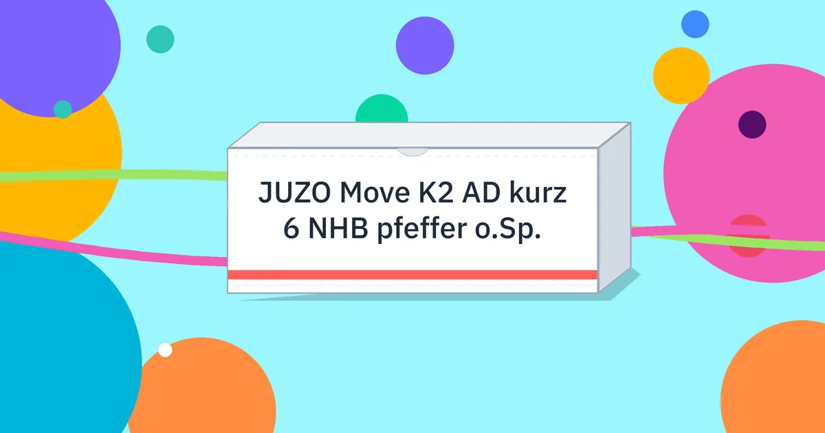 Symbolbild: Packung mit der Aufschrift JUZO Move K2 AD kurz 6 NHB pfeffer o.Sp. (PZN 16341358) – Verfügbarkeit und Bezug in Apotheken in Frankfurt am Main