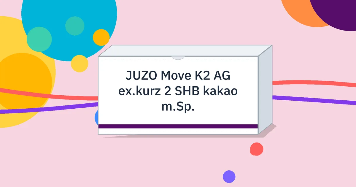 Symbolbild: Packung mit der Aufschrift JUZO Move K2 AG ex.kurz 2 SHB kakao m.Sp. (PZN 18563554) – Verfügbarkeit und Bezug in Apotheken in Frankfurt am Main