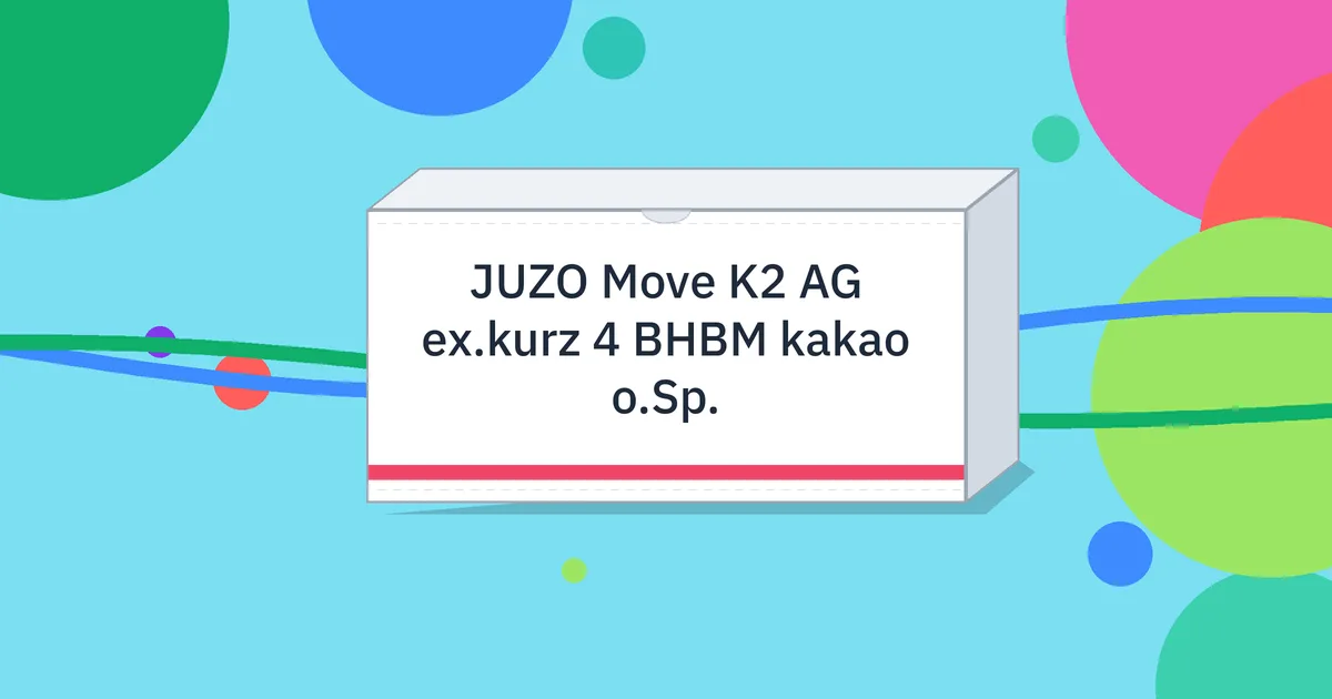 Symbolbild: Packung mit der Aufschrift JUZO Move K2 AG ex.kurz 4 BHBM kakao o.Sp. (PZN 18566268) – Verfügbarkeit und Bezug in Apotheken in Frankfurt am Main