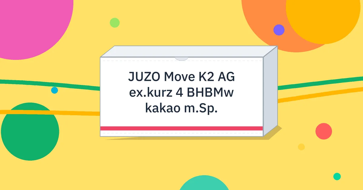 Symbolbild: Packung mit der Aufschrift JUZO Move K2 AG ex.kurz 4 BHBMw kakao m.Sp. (PZN 18564482) – Verfügbarkeit und Bezug in Apotheken in Frankfurt am Main