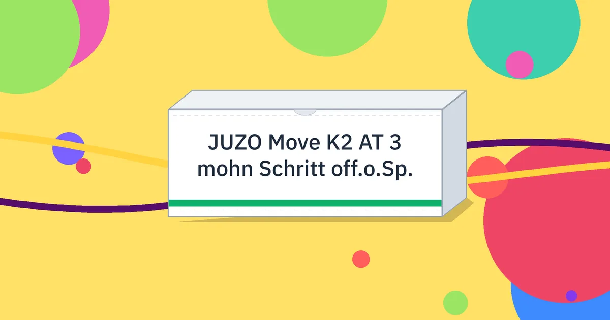 Symbolbild: Packung mit der Aufschrift JUZO Move K2 AT 3 mohn Schritt off.o.Sp. (PZN 20669946) – Verfügbarkeit und Bezug in Apotheken in Frankfurt am Main