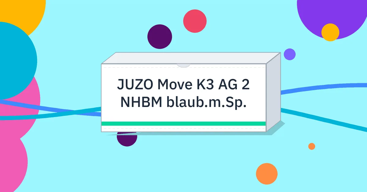 Symbolbild: Packung mit der Aufschrift JUZO Move K3 AG 2 NHBM blaub.m.Sp. (PZN 18586549) – Verfügbarkeit und Bezug in Apotheken in Frankfurt am Main