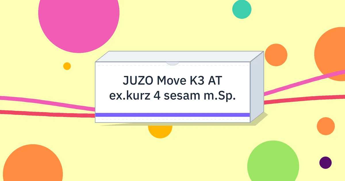 Symbolbild: Packung mit der Aufschrift JUZO Move K3 AT ex.kurz 4 sesam m.Sp. (PZN 20680043) – Verfügbarkeit und Bezug in Apotheken in Frankfurt am Main