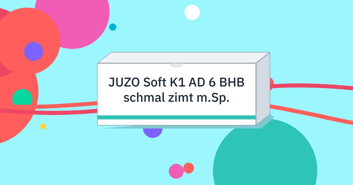 Symbolbild: Packung mit der Aufschrift JUZO Soft K1 AD 6 BHB schmal zimt m.Sp. (PZN 15460954) – Verfügbarkeit und Bezug in Apotheken in Frankfurt am Main