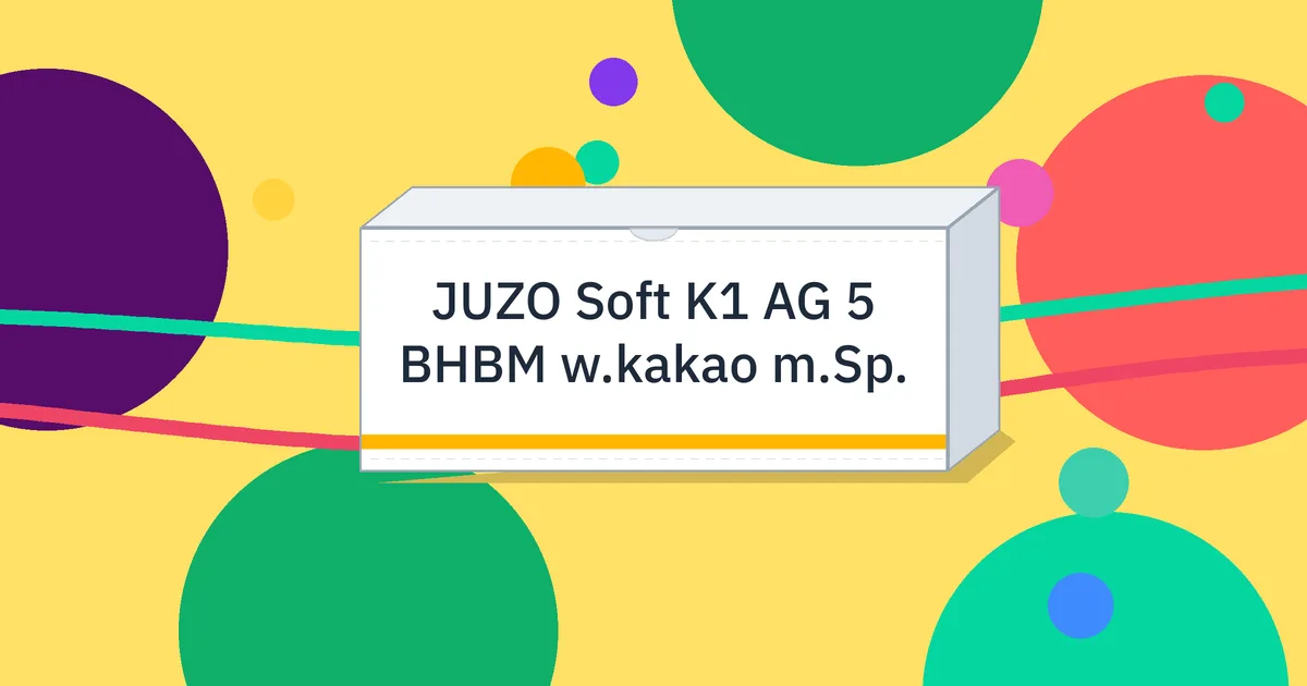 Symbolbild: Packung mit der Aufschrift JUZO Soft K1 AG 5 BHBM w.kakao m.Sp. (PZN 14863213) – Verfügbarkeit und Bezug in Apotheken in Frankfurt am Main