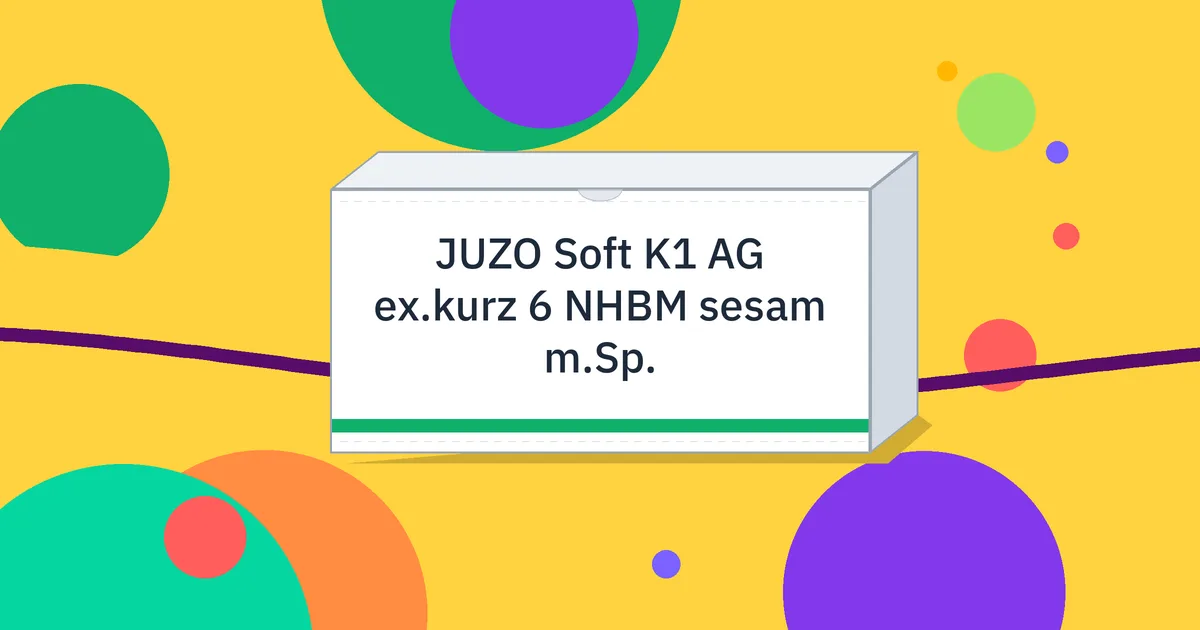 Symbolbild: Packung mit der Aufschrift JUZO Soft K1 AG ex.kurz 6 NHBM sesam m.Sp. (PZN 15018224) – Verfügbarkeit und Bezug in Apotheken in Frankfurt am Main