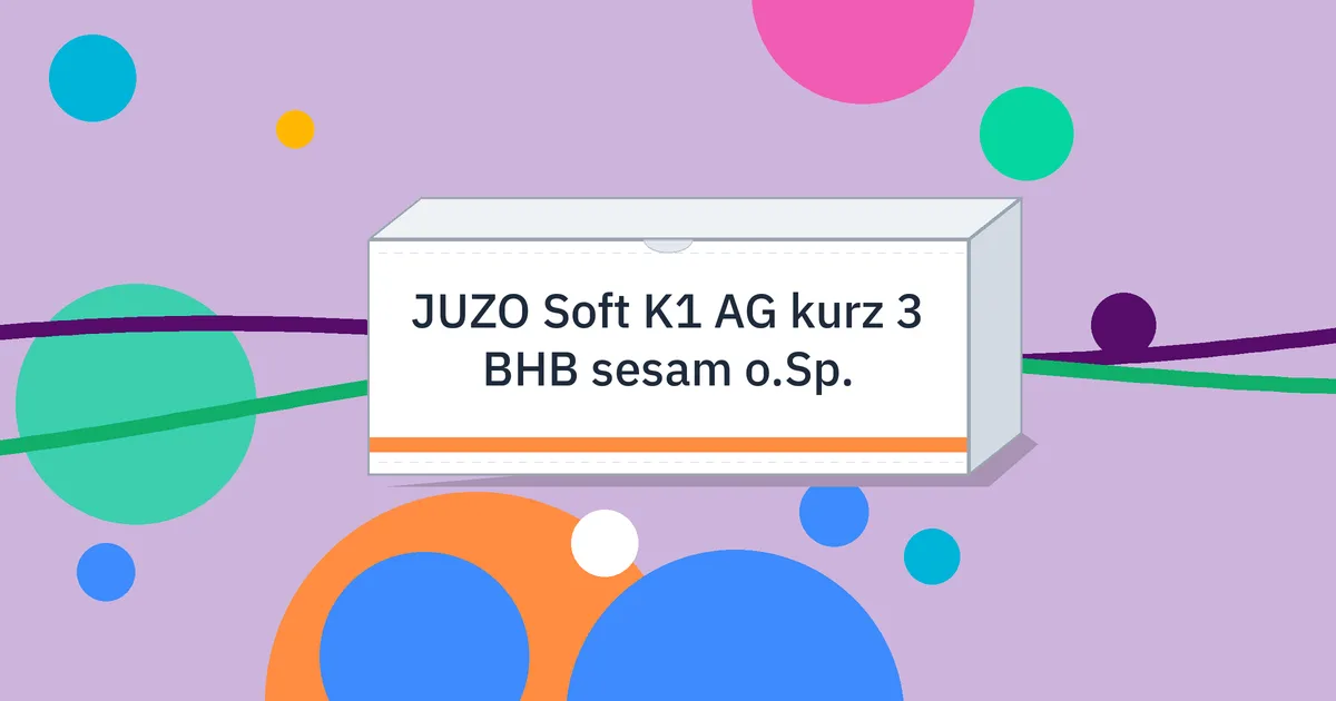 Symbolbild: Packung mit der Aufschrift JUZO Soft K1 AG kurz 3 BHB sesam o.Sp. (PZN 14822846) – Verfügbarkeit und Bezug in Apotheken in Frankfurt am Main